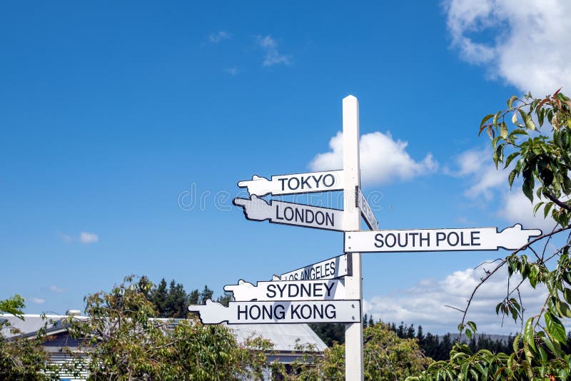 Road Sign with Different City Names Stock Photo - Image of path, urban ...