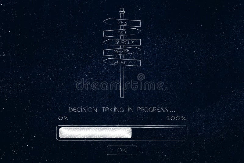 Road Sign with Different Decisions and Progress Bar Loading Stock Photo ...