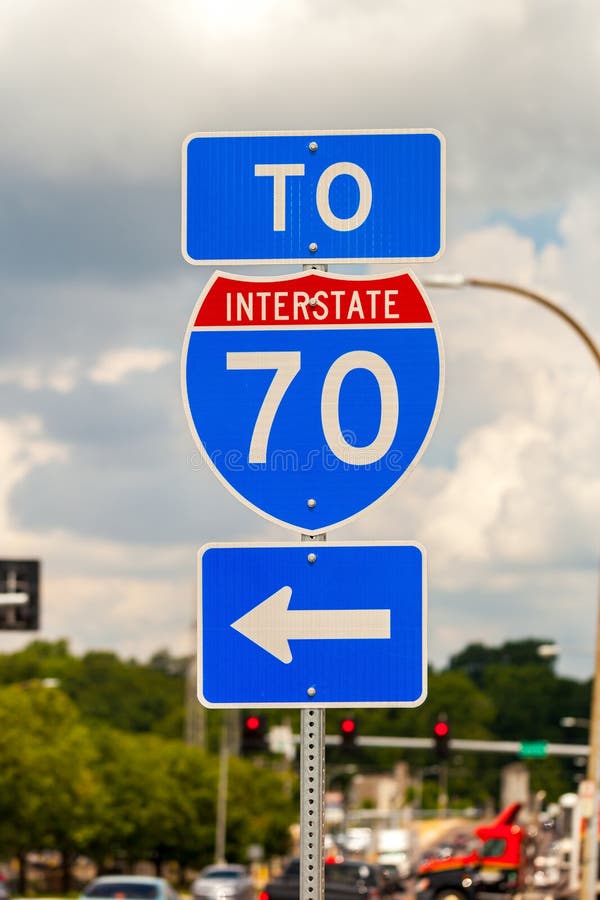 Road Sign Directing To the Interstate I-70 Highway Stock Image - Image ...