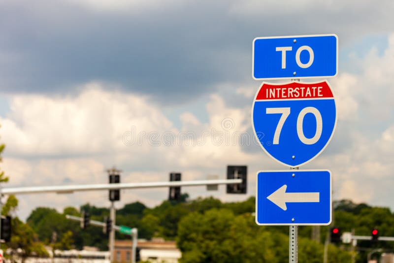 Road Sign Directing To the Interstate I-70 Highway Stock Photo - Image ...