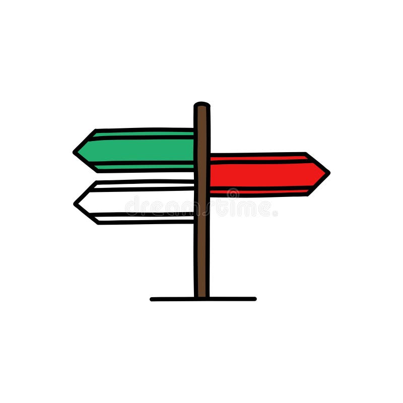 Road Sign Doodle Icon, Vector Color Line Illustration Stock Vector ...