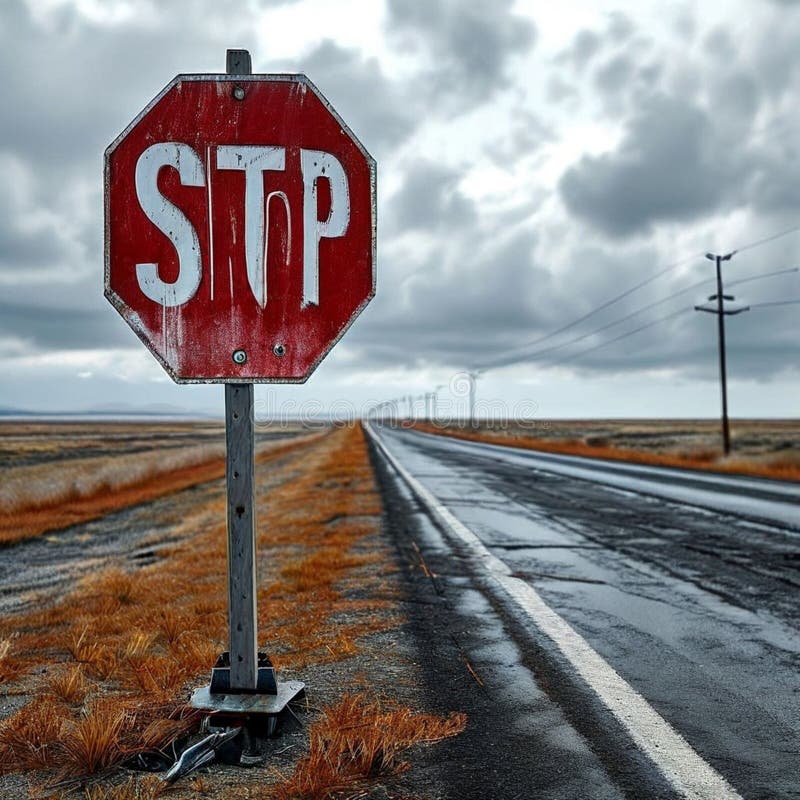 Road Sign E with the Word Stop in Bold. Stock Image - Image of ...