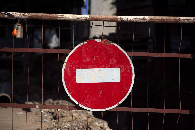 Road sign entry prohibited stock image. Image of illegal - 96635943