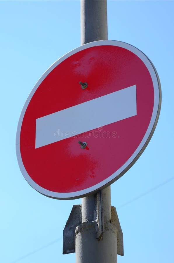 Road Sign in the Form of a White Rectangle in a Red Circle. No E Stock ...