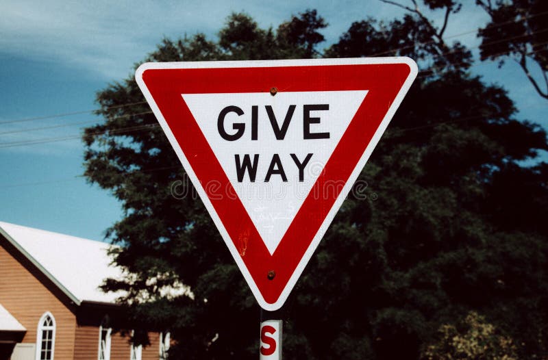 A road sign give way stock image. Image of safety, message - 296106959