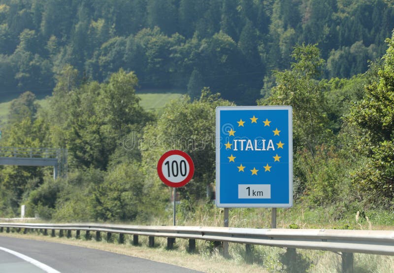 Road Sign Highway Border Italy Speed Limit Stock Photos - Free ...