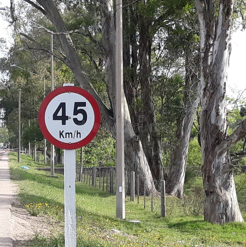 Maximum Speed Allowed 45 Kilometers Per Hour Stock Image - Image of ...