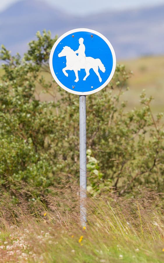 Road Sign in Iceland - Equestrian Path Stock Photo - Image of color ...