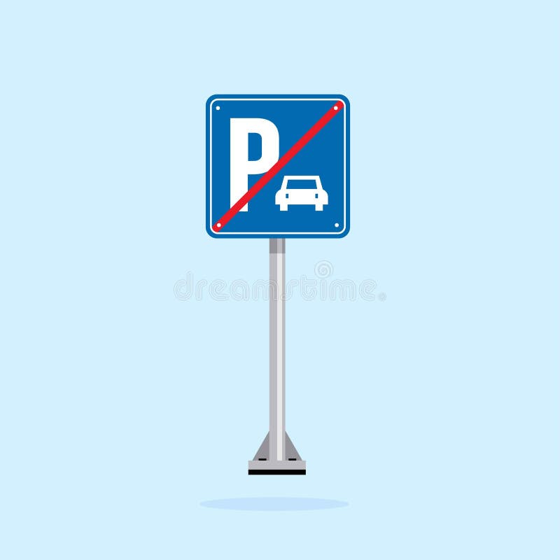 Road Sign Icon, No Parking Traffic on Blue Checkered Board Stock ...