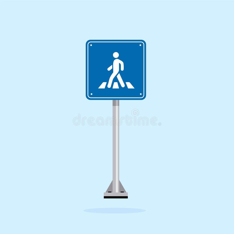 Road Sign Icon, Pedestrian Crossing on Blue Checkered Board. Stock ...