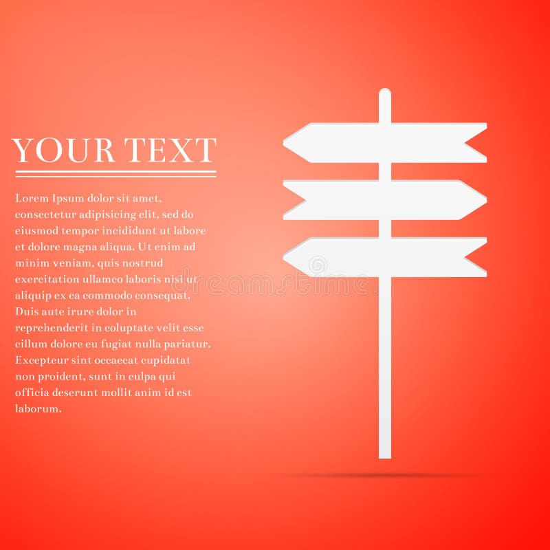 Road Sign Icon. Signpost Icon on Red. Pointer Symbol Stock Vector ...