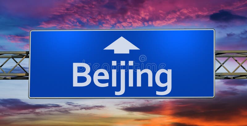 Road Sign Indicating Direction To the City of Beijing Stock Image ...