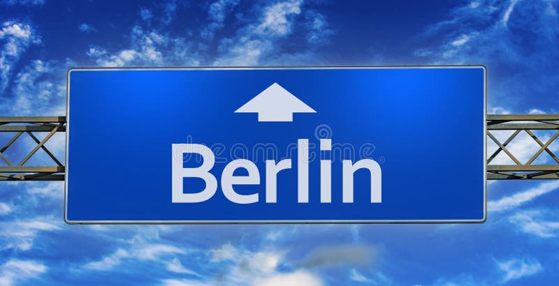 Road Sign Indicating Direction To the City of Berlin Stock Image ...