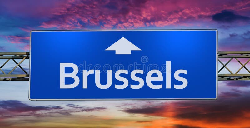 Road Sign Indicating Direction To the City of Brussels Stock Photo ...