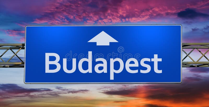 Road Sign Indicating Direction To the City of Budapest Stock ...