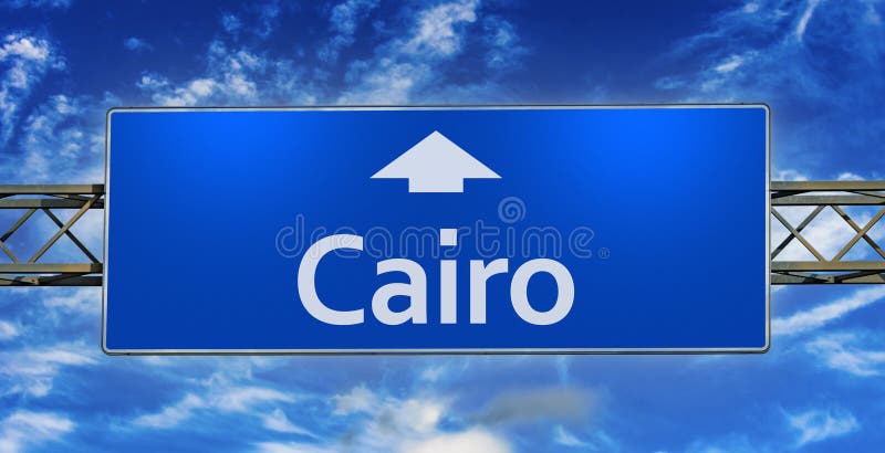 Road Sign Indicating Direction To the City of Cairo Stock Image - Image ...