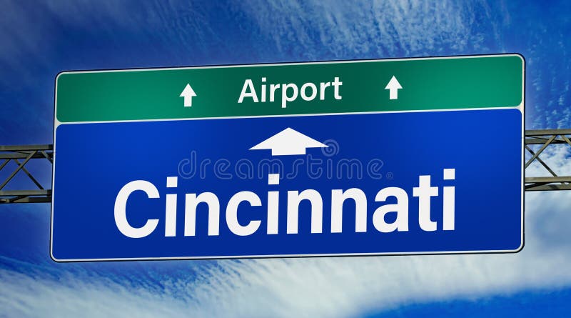 Road Sign Indicating Direction To the City of Cincinnati Stock Photo ...