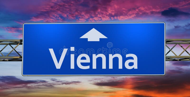 Road Sign Indicating Direction To the City of Vienna Stock Photo ...