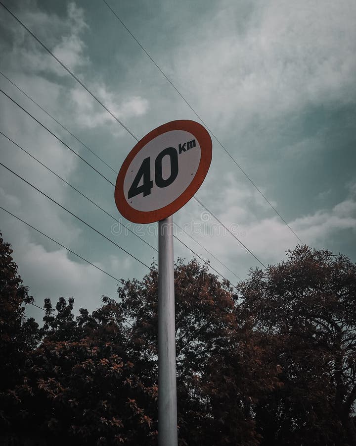 Road Sign Indicating Maximum Speed while Driving Stock Image - Image of ...