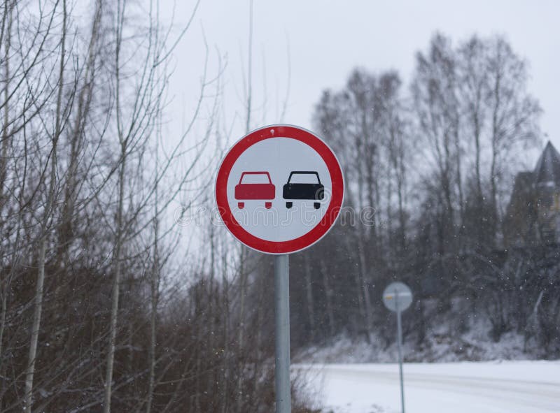 Road Sign Indicating No Overtaking Stock Image - Image of traffic ...