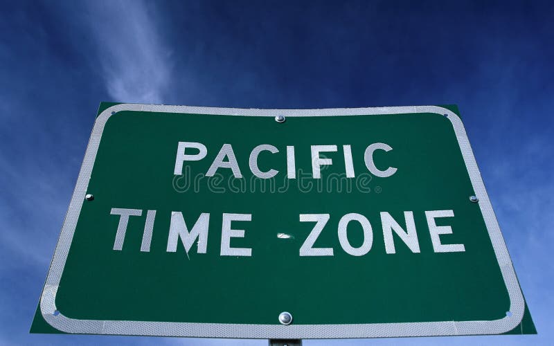 Road Sign Indicating Pacific Time Zone Stock Photo - Image of daylight ...