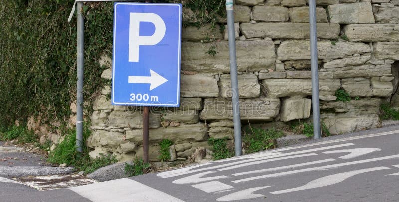 Road Sign Indicating a Parking Space Stock Photo - Image of direction ...