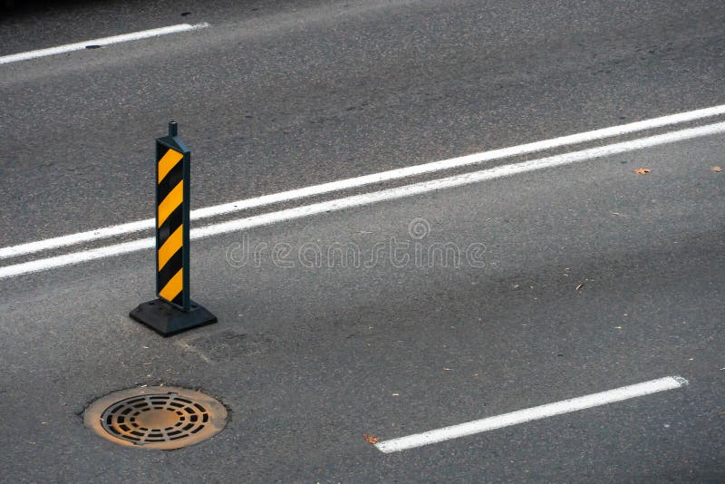 A Road Sign Indicating the Separation of Traffic Flows in Front of a ...