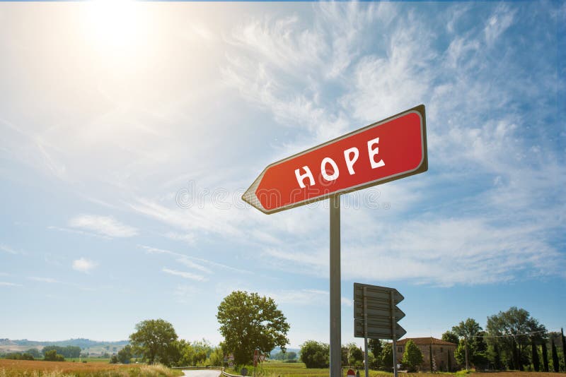 Road Sign with the Inscription Hope Stock Photo - Image of message ...