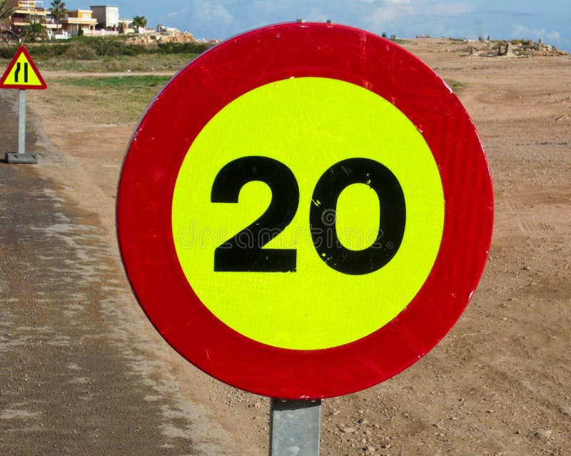 20 KPH Speed Limit Sign stock photo. Image of greece - 91832424