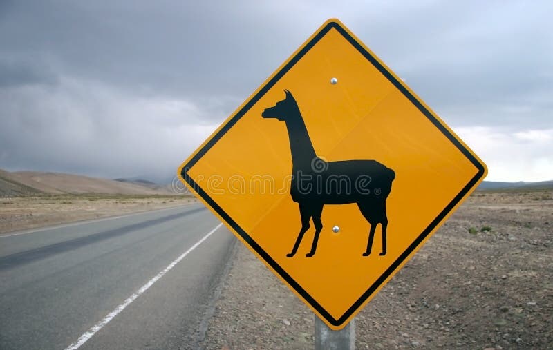 Road sign for lama stock image. Image of notice, summer - 5102099
