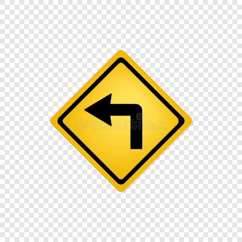 Road sign left turn icon stock vector. Illustration of danger - 174442412