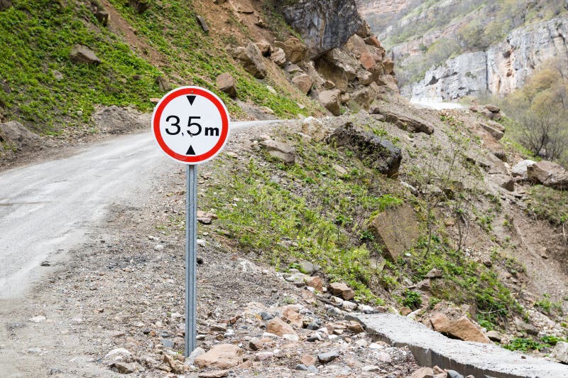 Road Sign Limiting Altitude Stock Photo - Image of indication, mountain ...