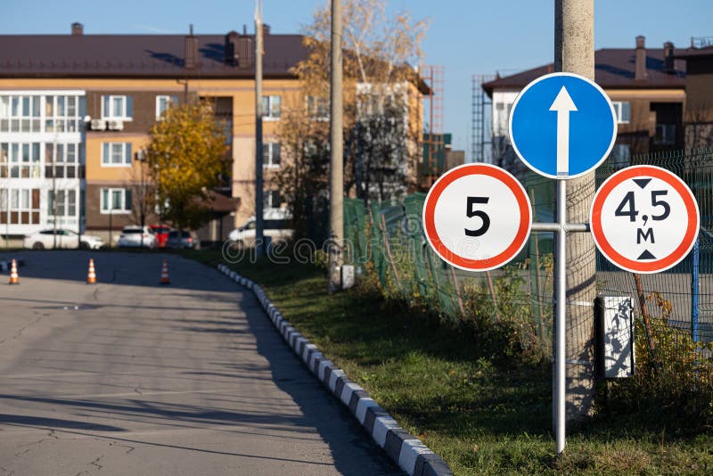 Road Sign Limiting Speed in the City Stock Photo - Image of safety ...