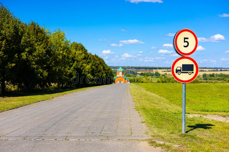 Road Sign Limiting the Speed of Movement and the Passage of Heavy ...