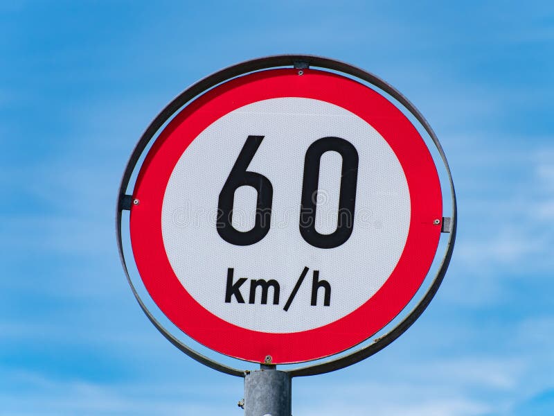 A Road Sign Limiting the Speed of 80 Km Per Hour. a Road Sign Against a ...