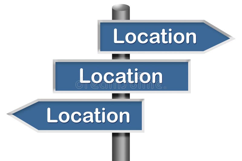 Road Sign with Location Word Stock Illustration - Illustration of line ...