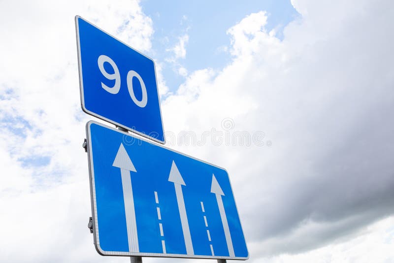 Road Sign Low Speed Limitation 90 Km Per Hour with Traffic Direction ...