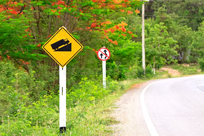 Road Sign beside the Main Road Go To the Mountain Stock Photo - Image ...