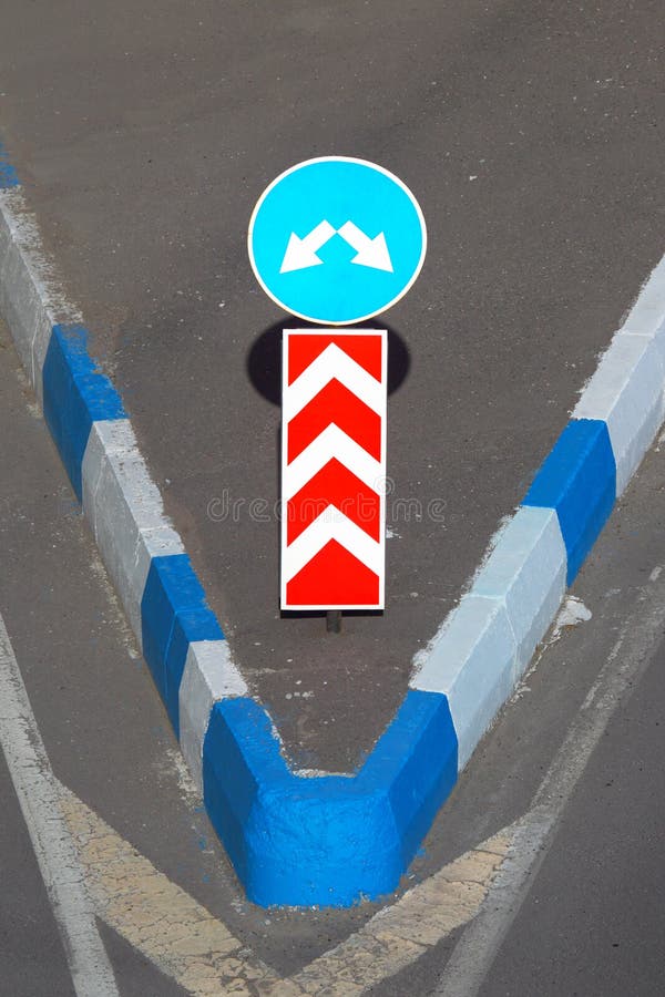 Road Sign and Marking. Direction Sign. Stock Image - Image of acute ...