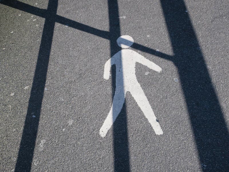 Road Sign Marking a Footpath on an Asphalt Road Stock Photo - Image of ...