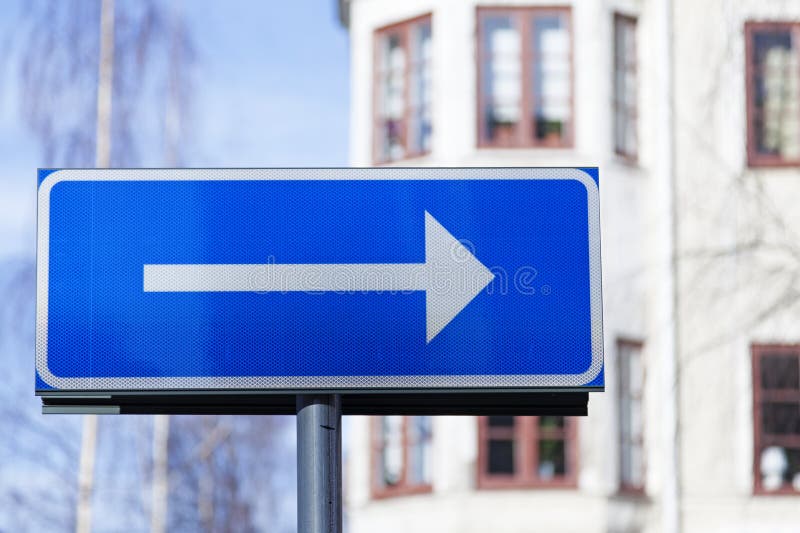 Road Sign Meaning One-way Direction Stock Image - Image of right ...