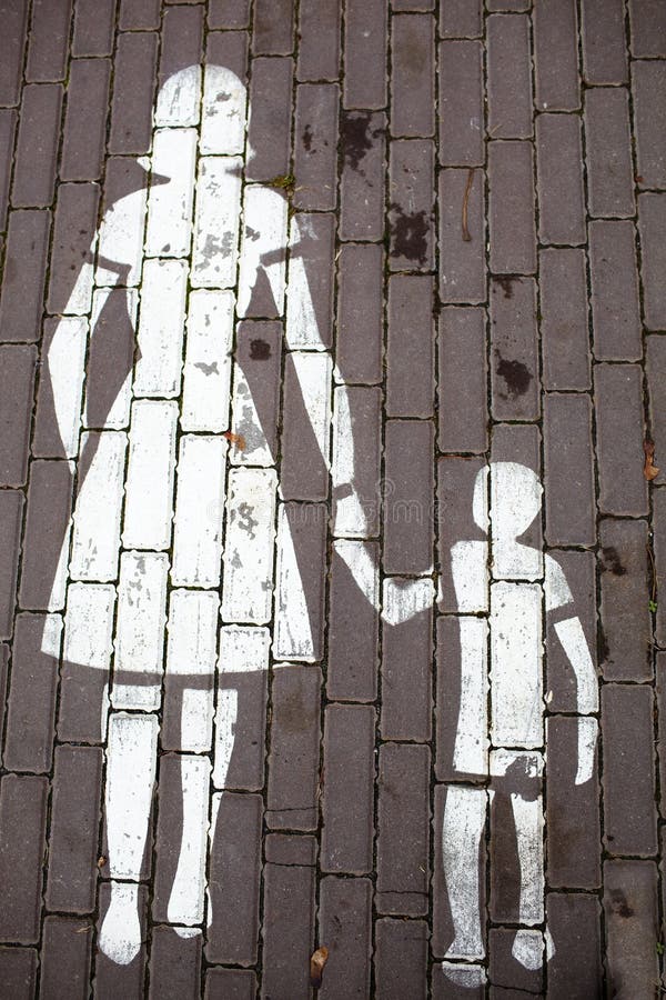 Mother and Child Sign Holding Stock Photo - Image of road, guiding: 2128668