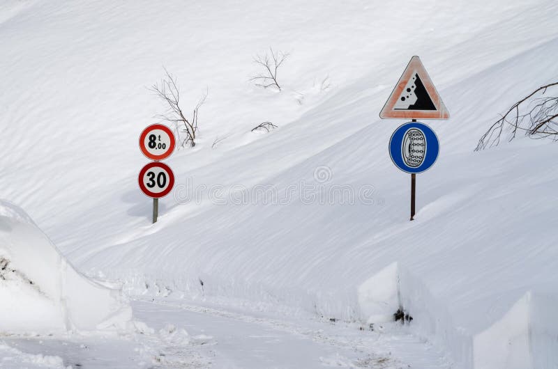 Road Sign on a Mountain Road Stock Image - Image of signpost, direction ...