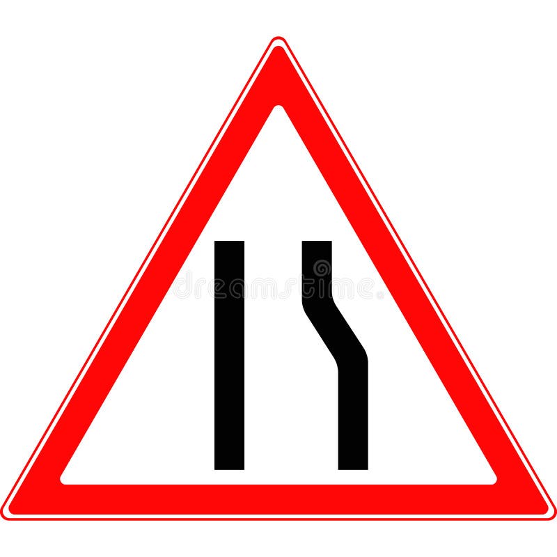 Road Sign, Narrowing of the Road on the Right. Stock Vector ...