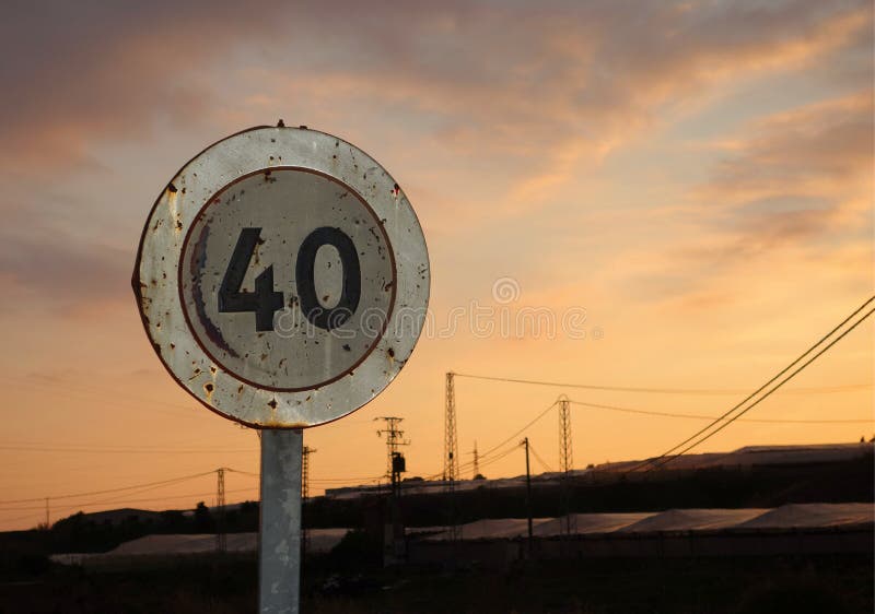 Road sign 40 stock image. Image of speed, spain, outdoor - 48816241