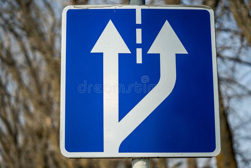 Road Sign Overtaking Allowed. Close Up Stock Image - Image of rule ...