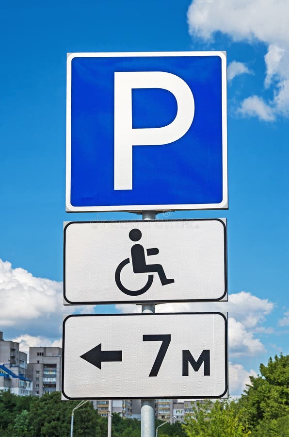 Road Sign - Parking Space for Drivers with Disabilities Stock Image ...