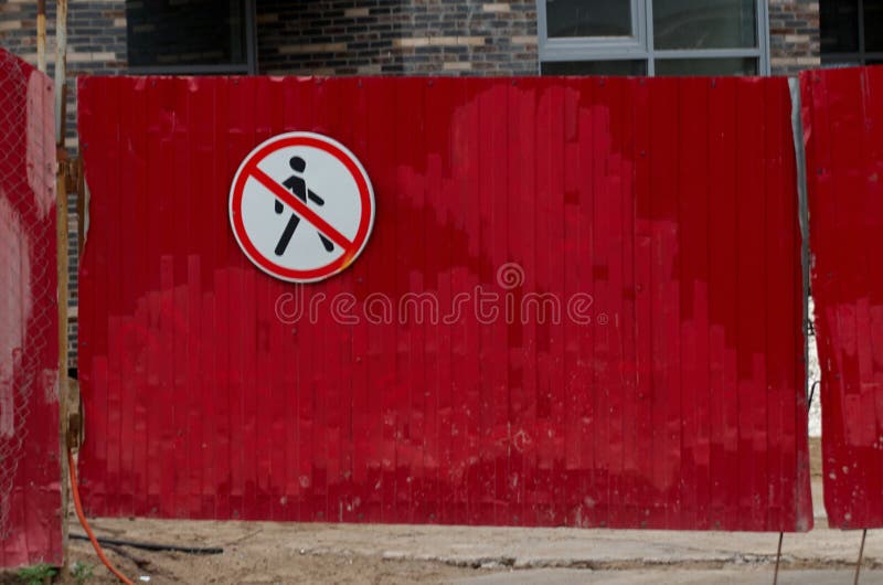 Road Sign "passage Closed" on a Red Metal Gate Stock Image - Image of ...