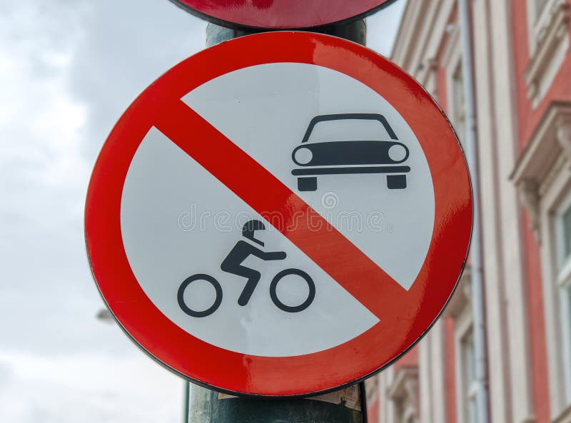 Road Sign the Passage of Vehicles and Bikes Prohibited Stock Image ...