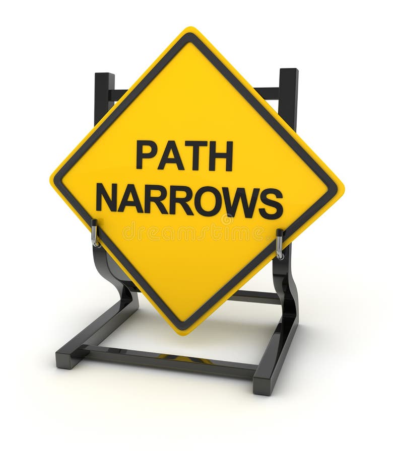 Road sign - path narrows stock illustration. Illustration of ...